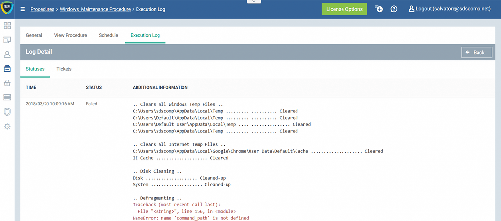 Procedure for Windows Maintenance error - Automation Scripts - Library - (ITarian will write ...